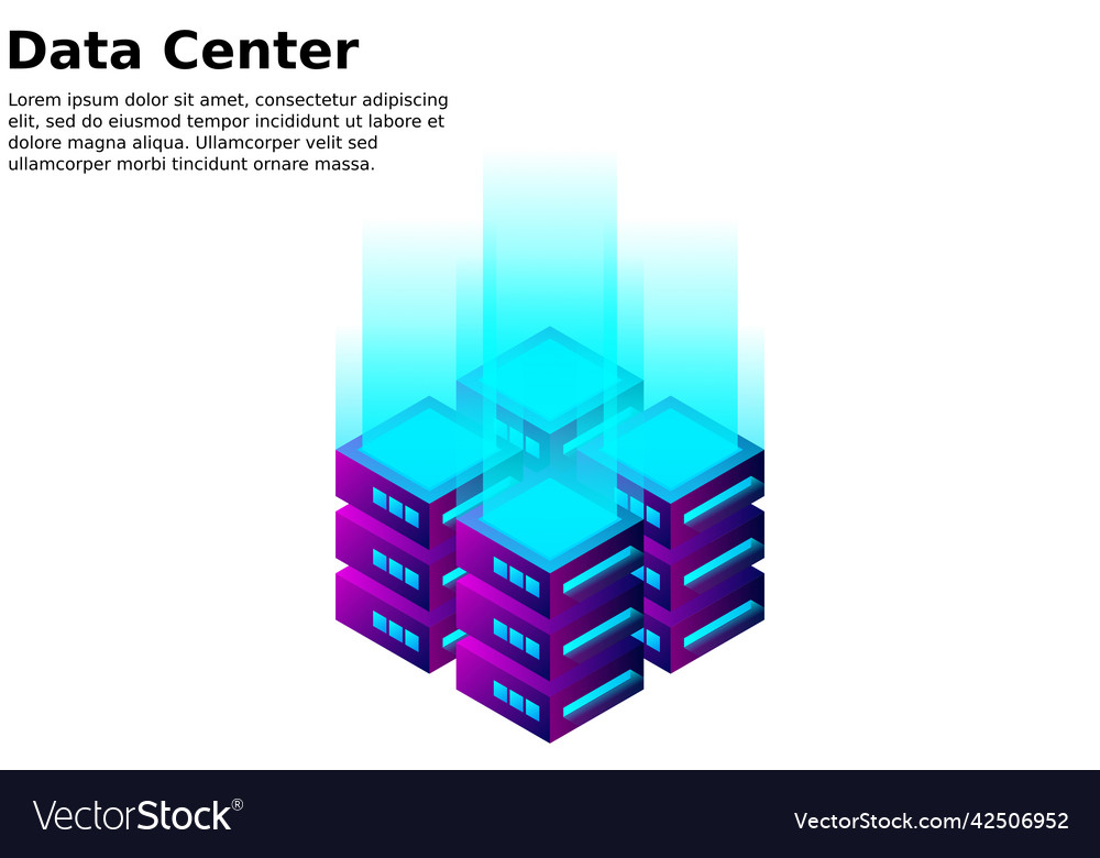 Datacenter Isometric Abstract 3d Hosting Server Vector Image