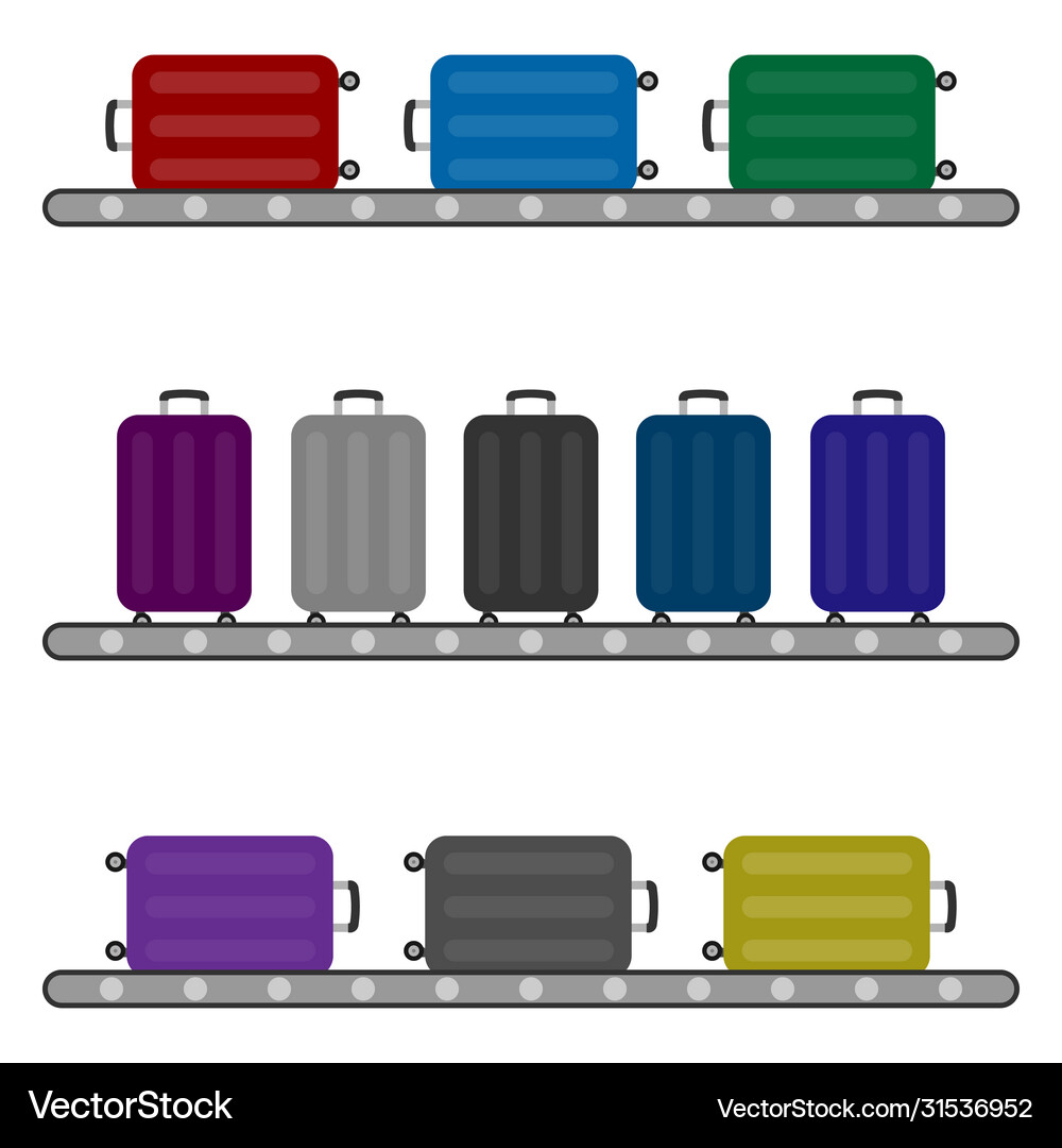Different colorful luggage bag suitcase set Vector Image