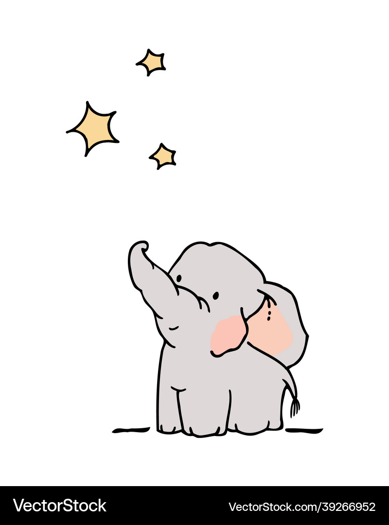 Elephant is looking at the stars cute Royalty Free Vector