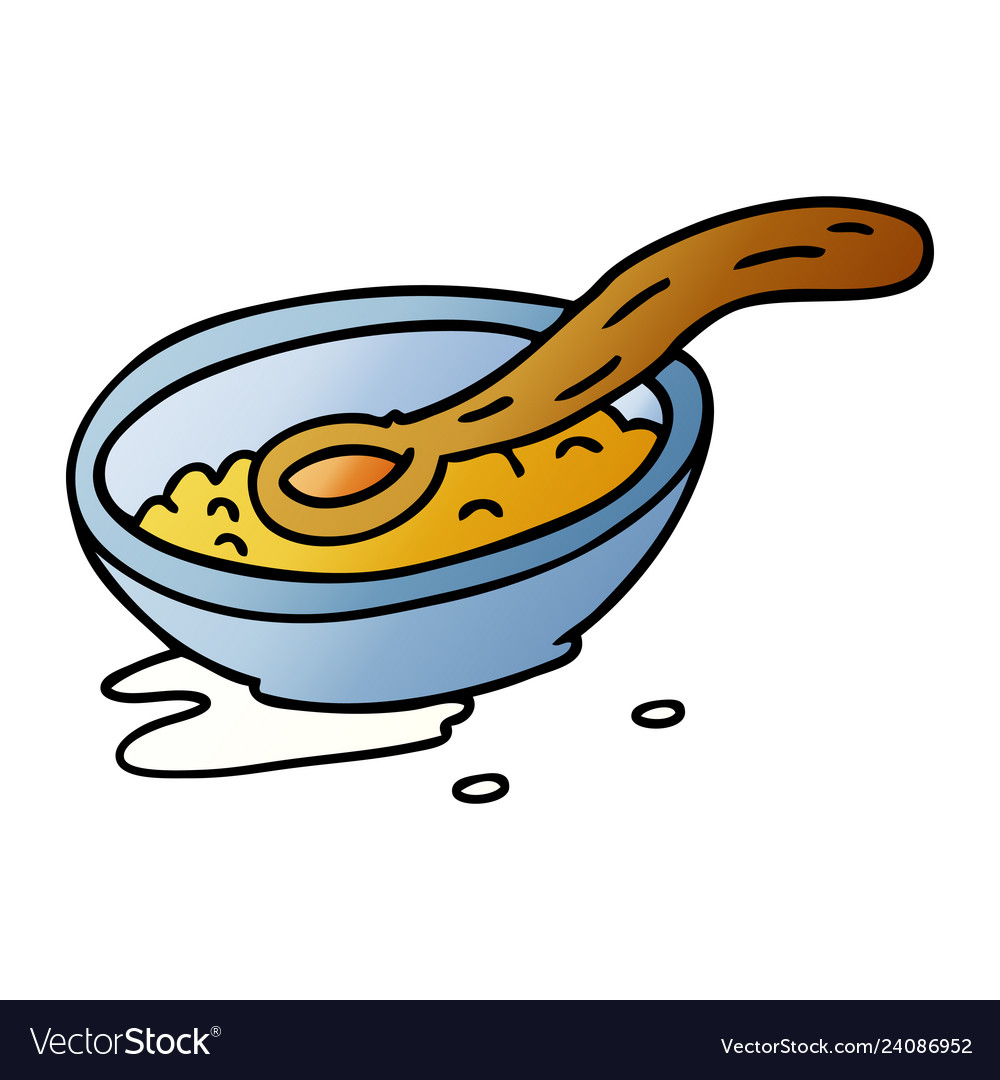 Gradient cartoon doodle of a cereal bowl Vector Image