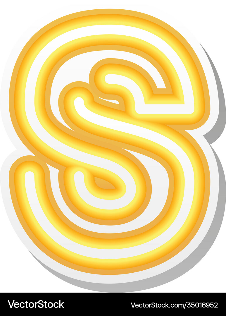 Buchstaben s in orangene Neonschrift Lizenzfreier Vektor