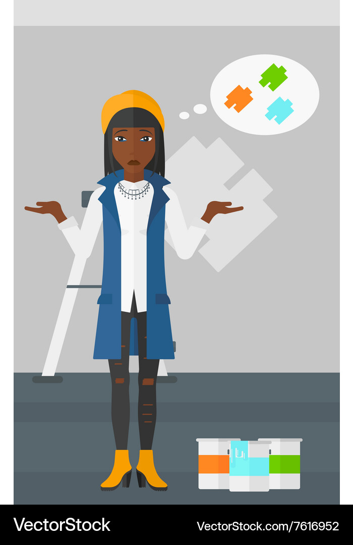 Woman choosing paint color Royalty Free Vector Image