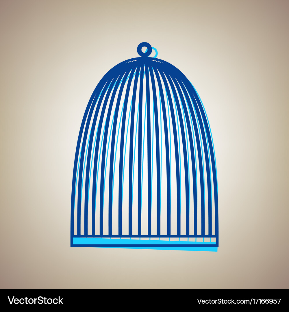 Bird cage sign sky blue icon Royalty Free Vector Image