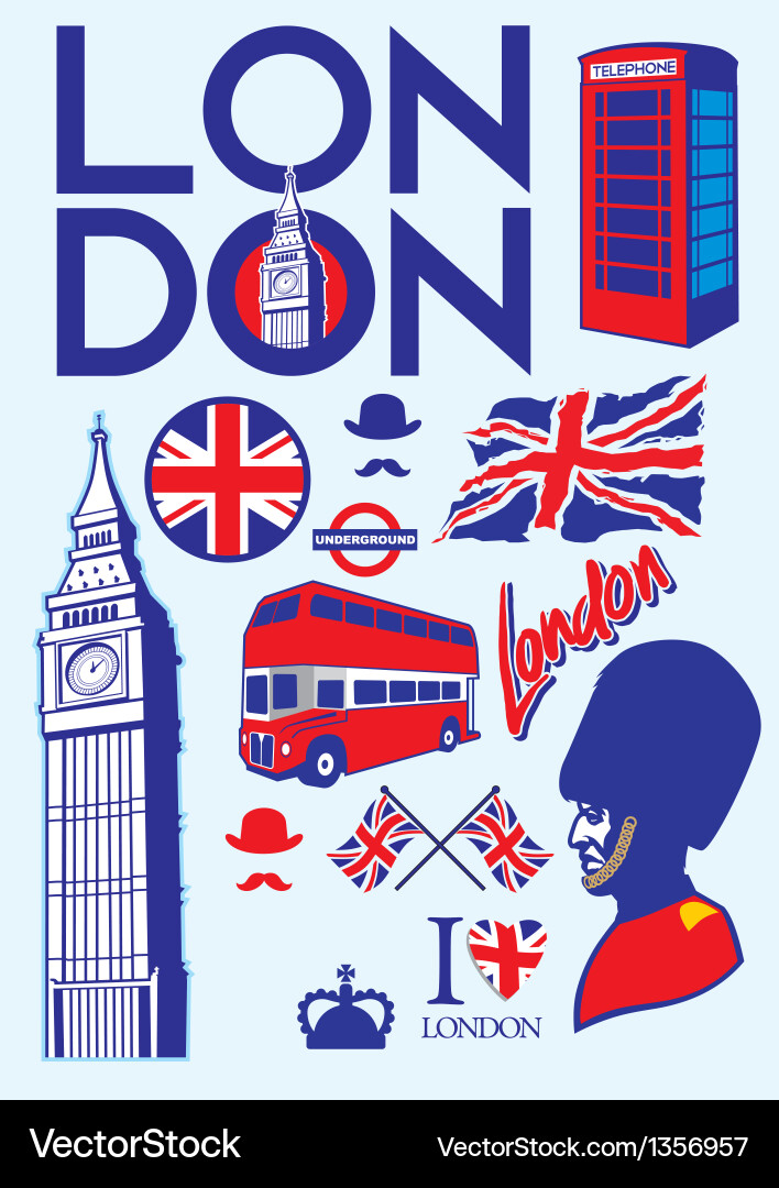 Collection london icons Royalty Free Vector Image