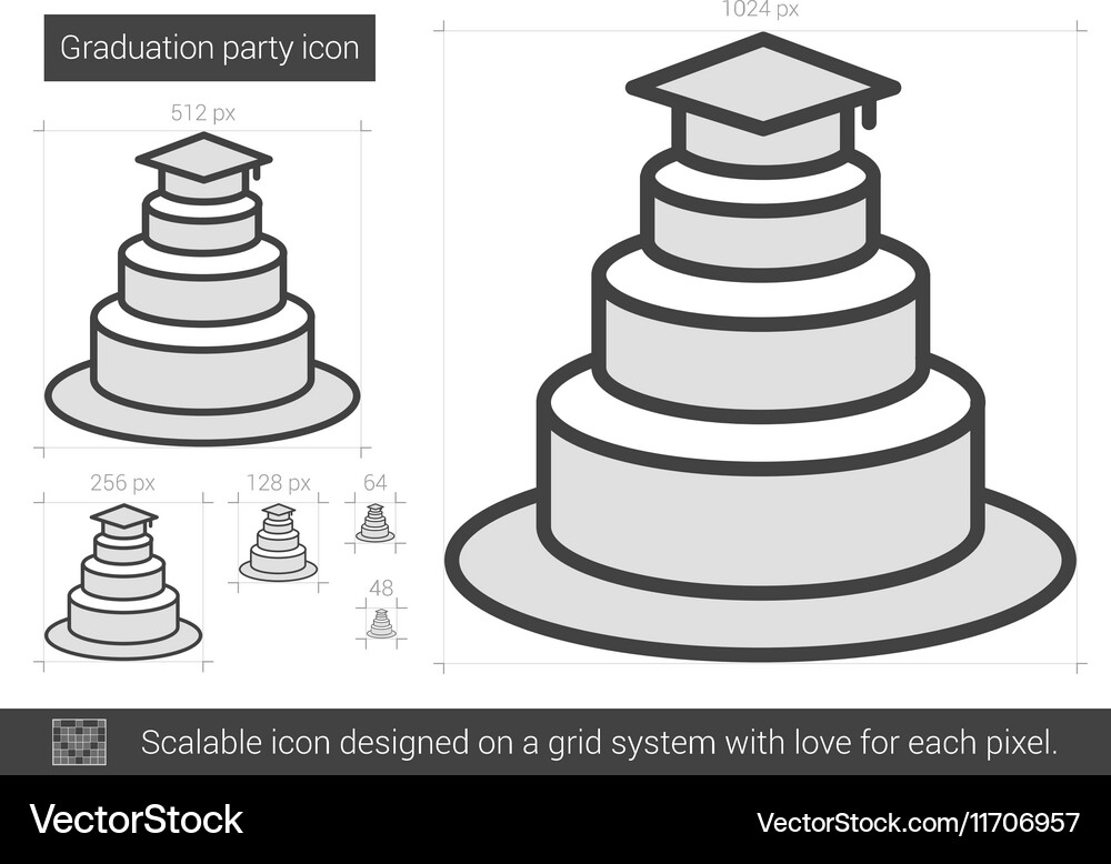 Graduation party line icon Royalty Free Vector Image