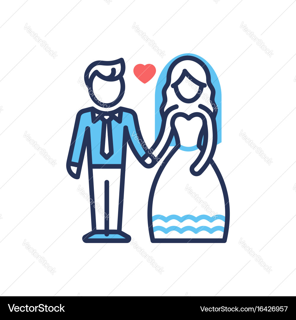 Groom and bride - modern line design icon Vector Image