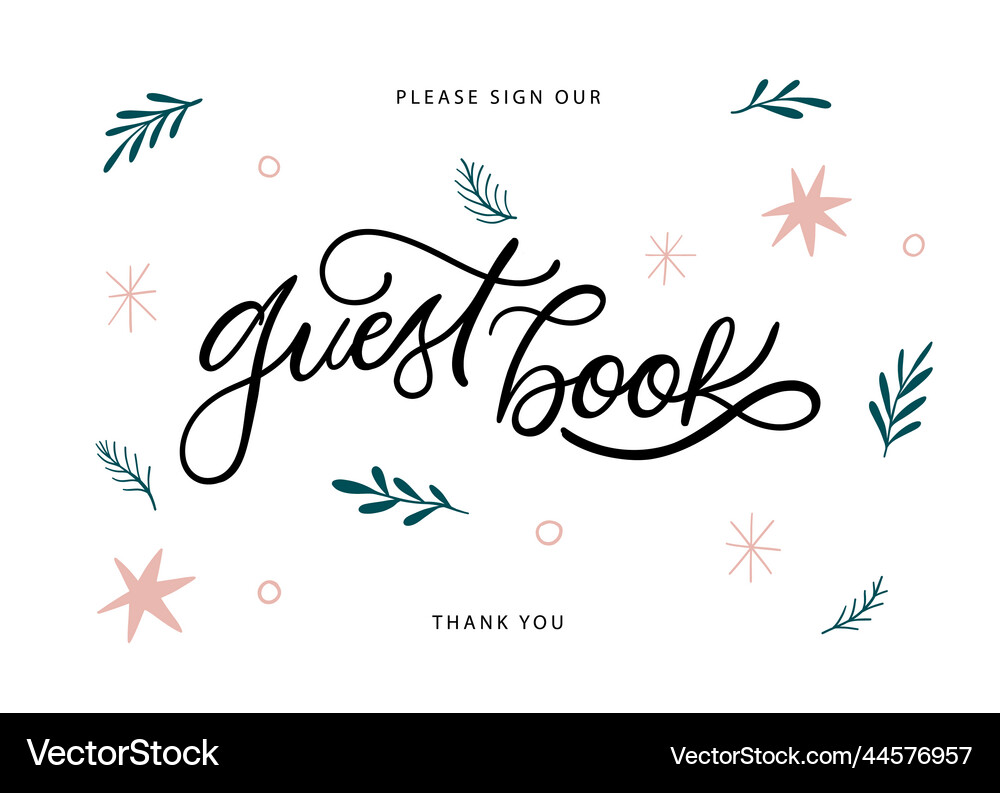 Hand drawn guest book lettering Royalty Free Vector Image