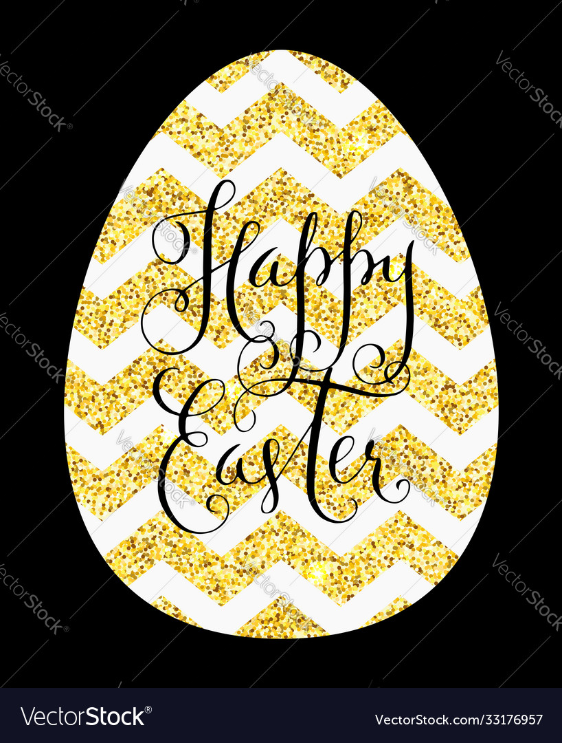 Happy easter gold glitter greeting card Royalty Free Vector