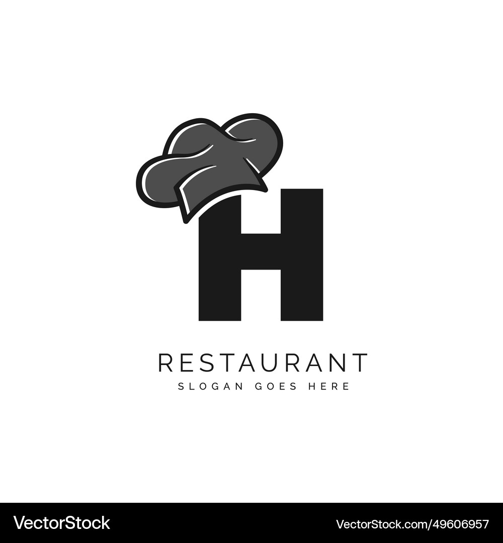 Letter h logo with chefs hat for a restaurant Vector Image