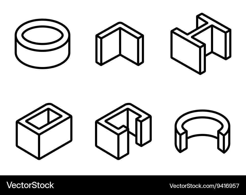 Line metal profilies icons set Royalty Free Vector Image