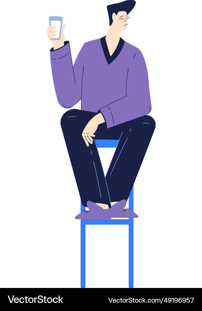 Man character with glass enjoying cold refreshing Vector Image