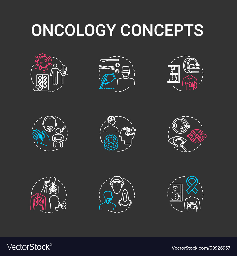 Oncology Chalk Rgb Color Concept Icons Set Cancer Vector Image
