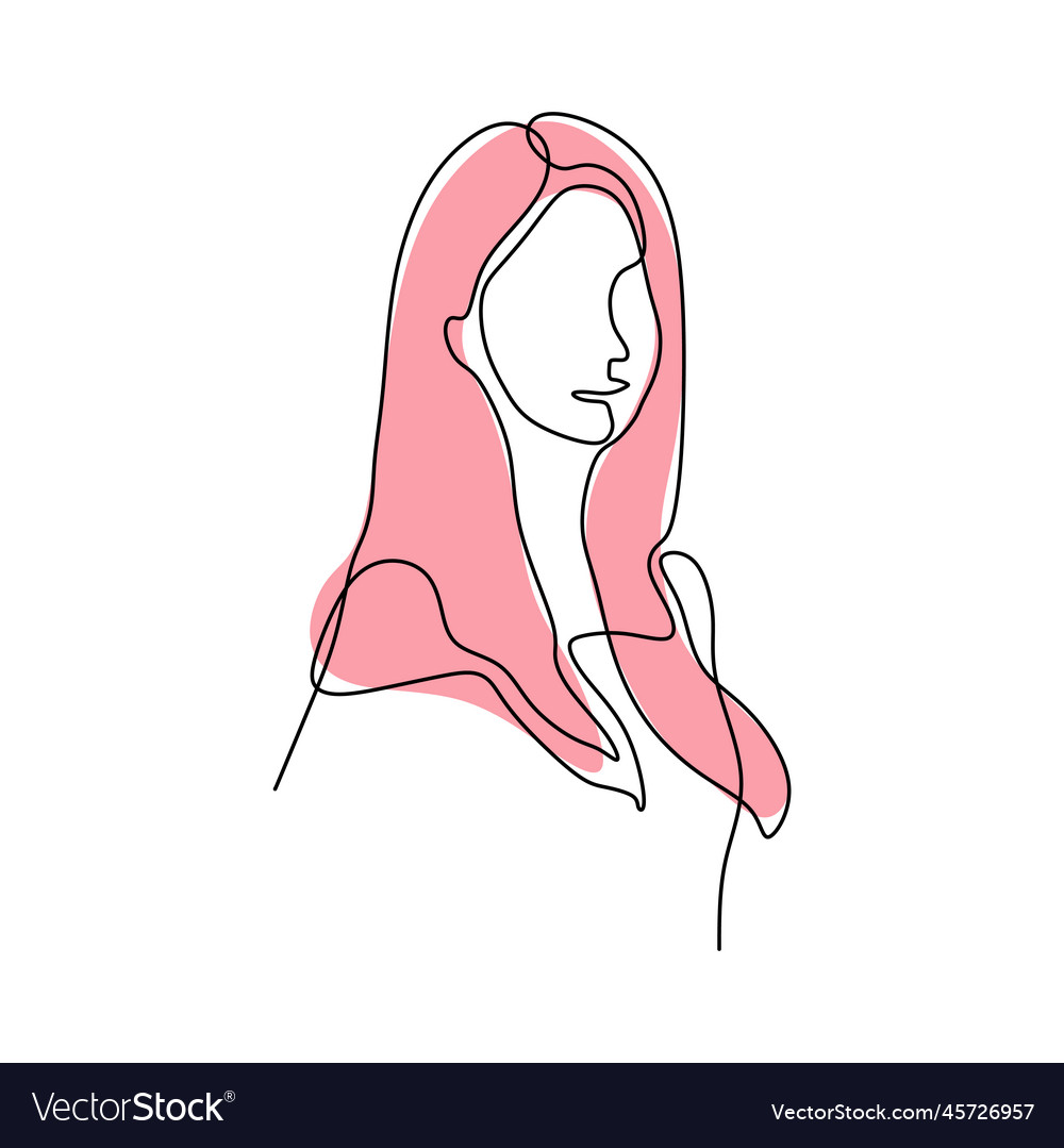 Pretty Girl Continuous Line Drawing Minimalist Vector Image