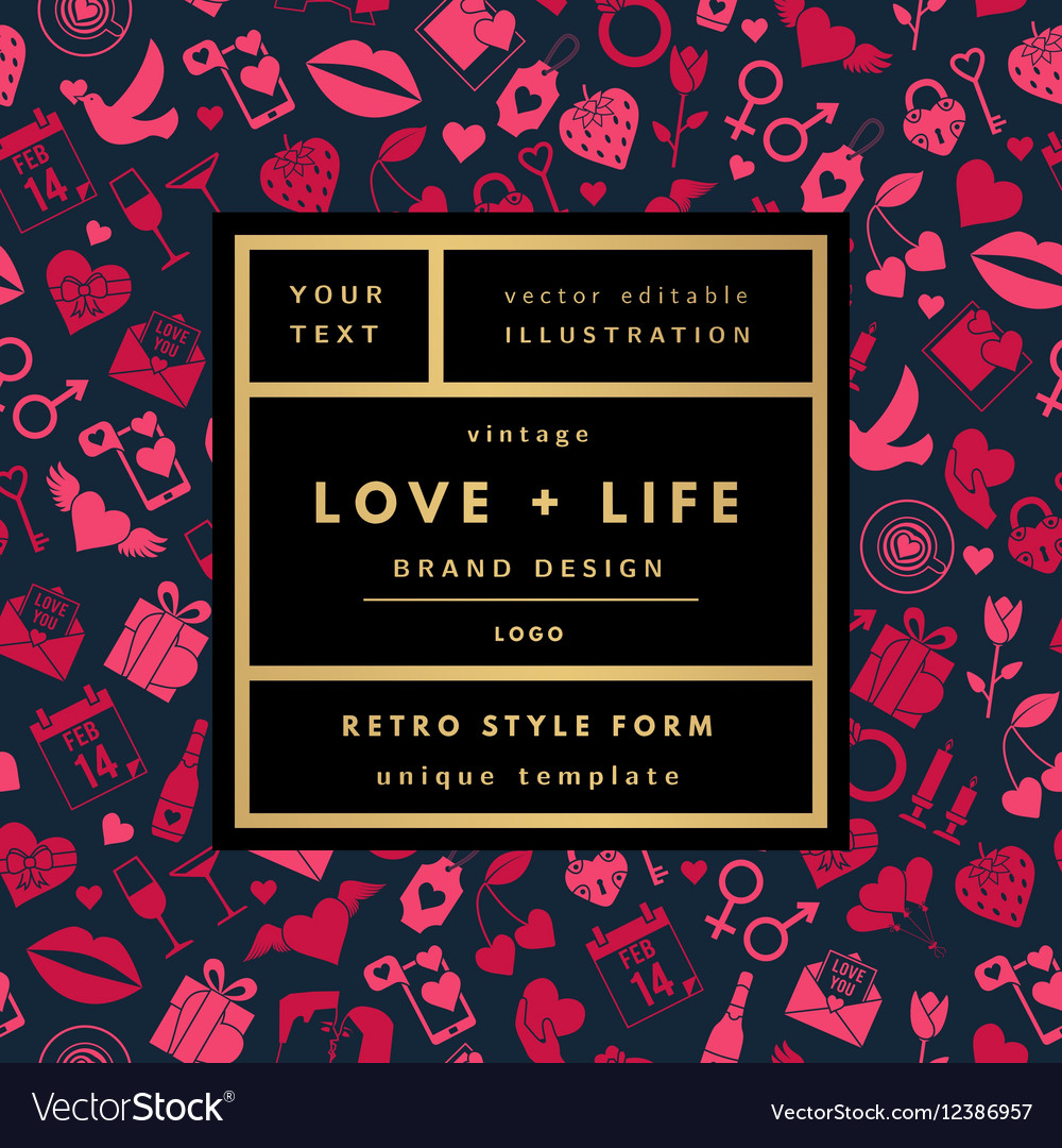 Romantic logo in frame Royalty Free Vector Image