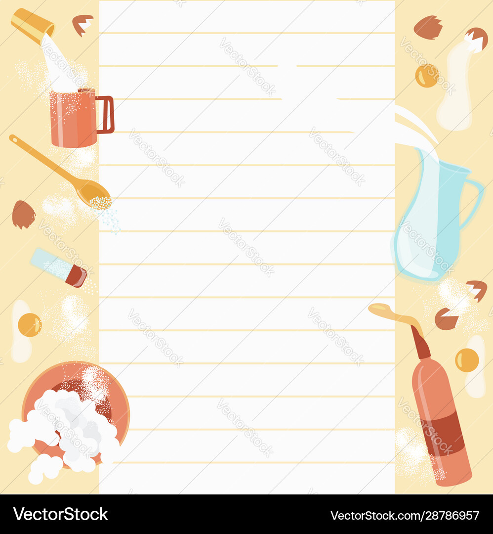 Sheet for writing ingredients or a baking recipe Vector Image