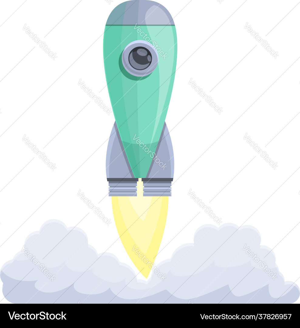 Spacecraft launch up icon cartoon style Royalty Free Vector