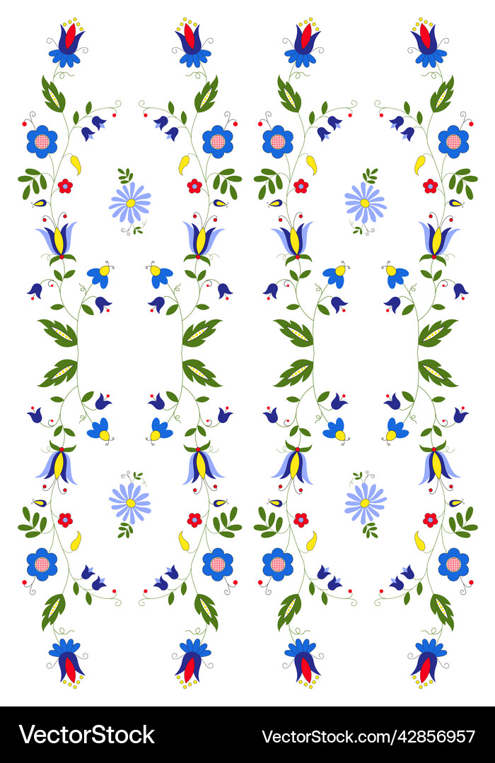 Traditional Polish Kashubian Floral Pattern Vector Image