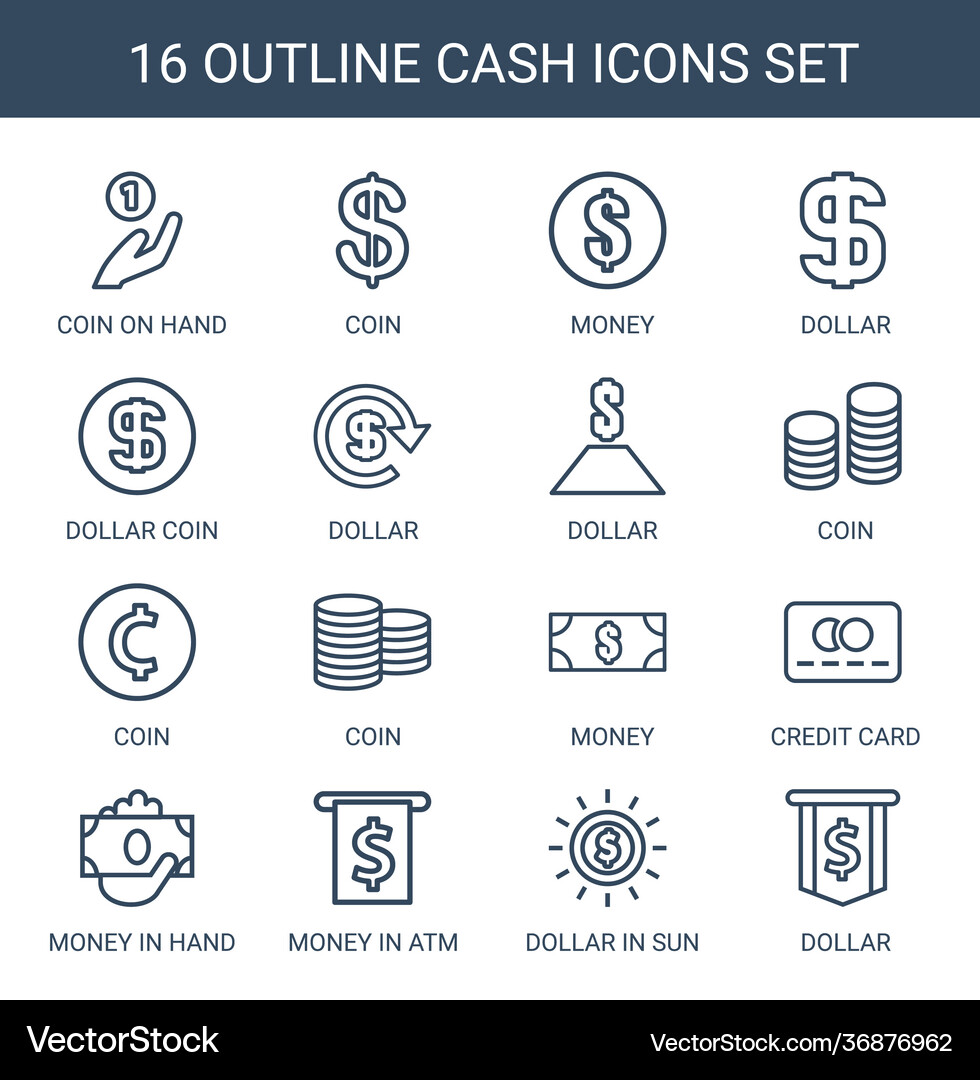 16 cash icons Royalty Free Vector Image - VectorStock