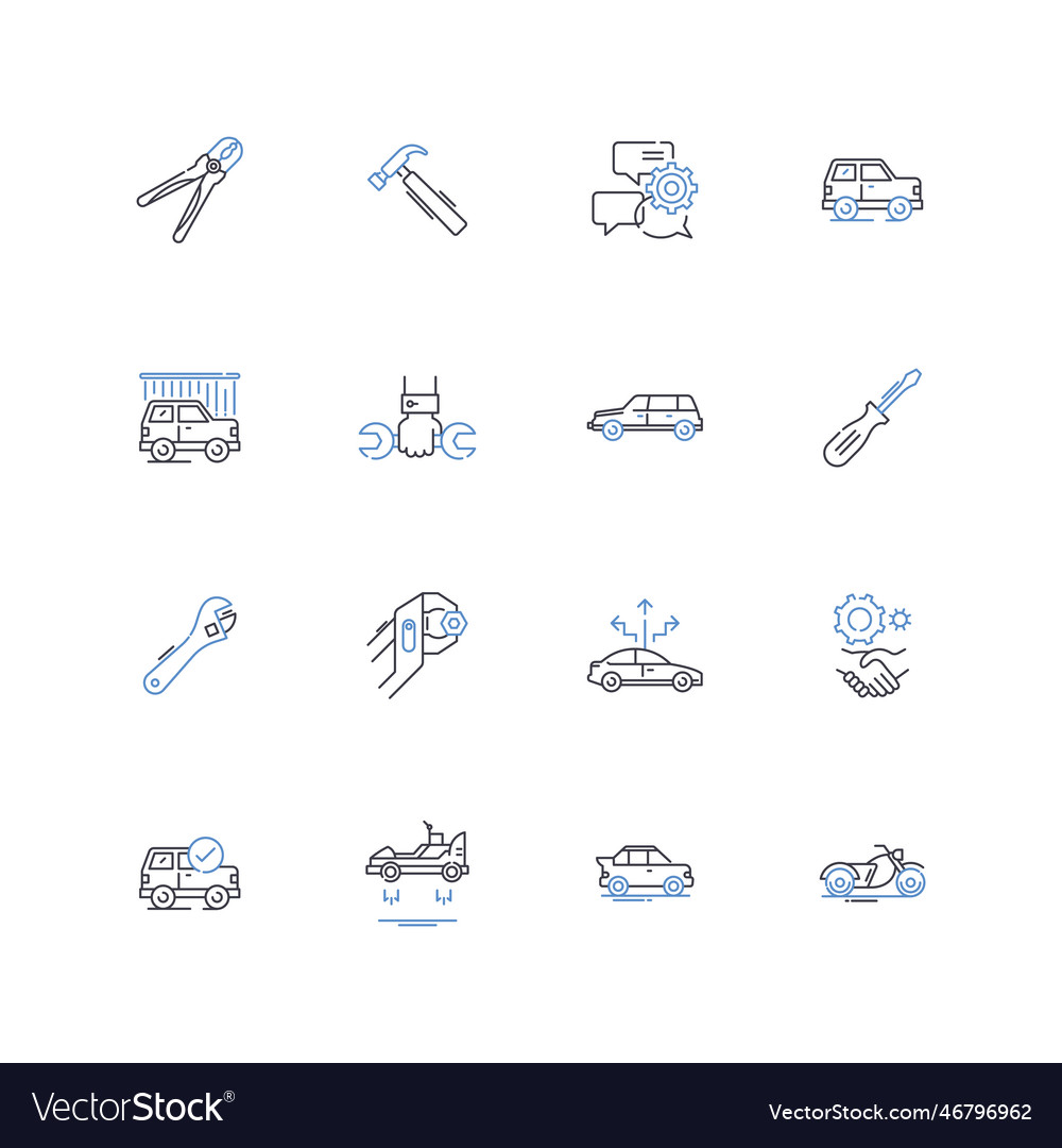Car service line icons collection maintenance Vector Image Car service line icons collection maintenance Vector Image