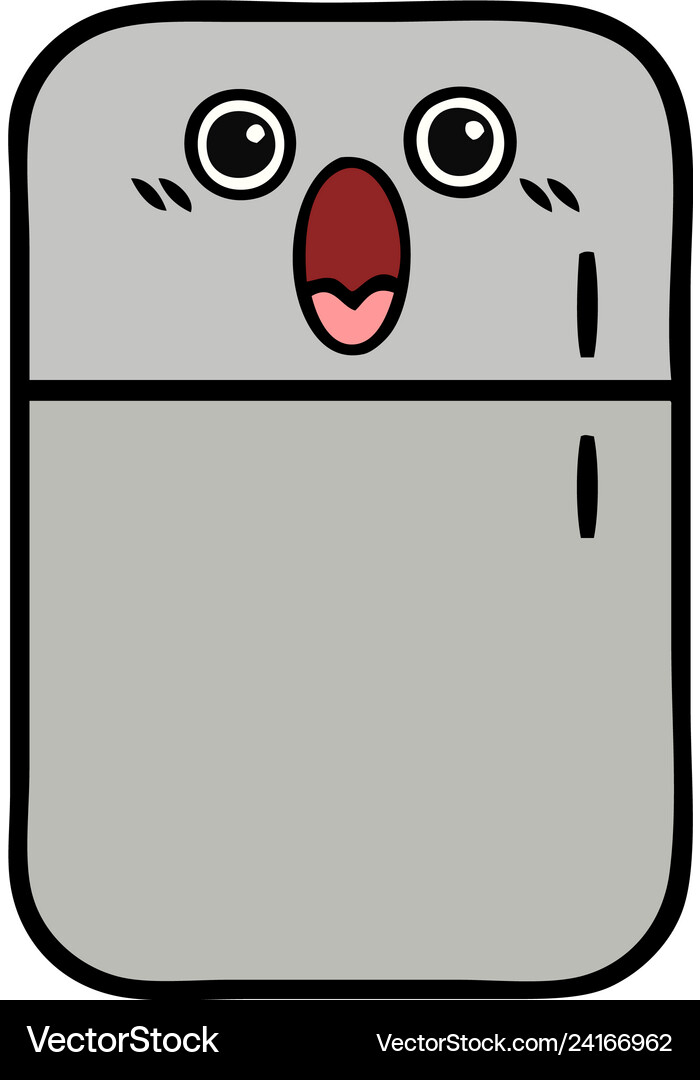 Cute cartoon fridge freezer Royalty Free Vector Image