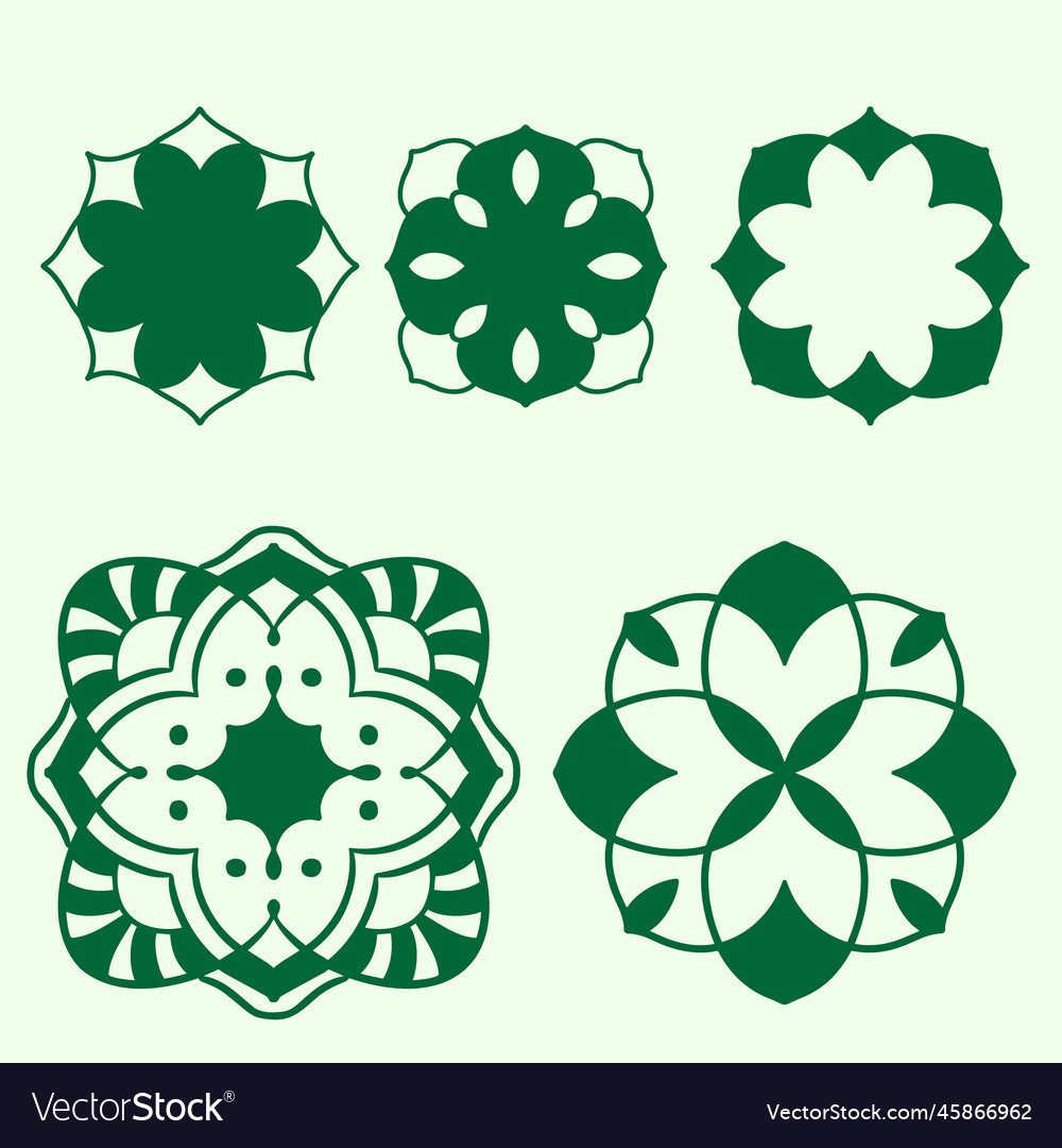 Green islamic pattern mandala frame Royalty Free Vector