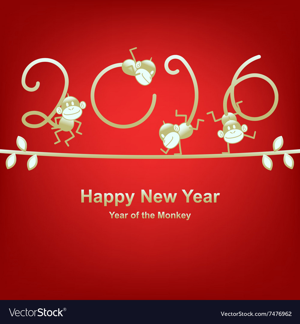 New year 2016 greeting year of the monkey Vector Image