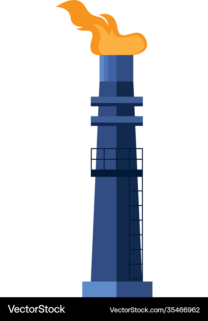 Oil chimney on fire isolated icon Royalty Free Vector Image