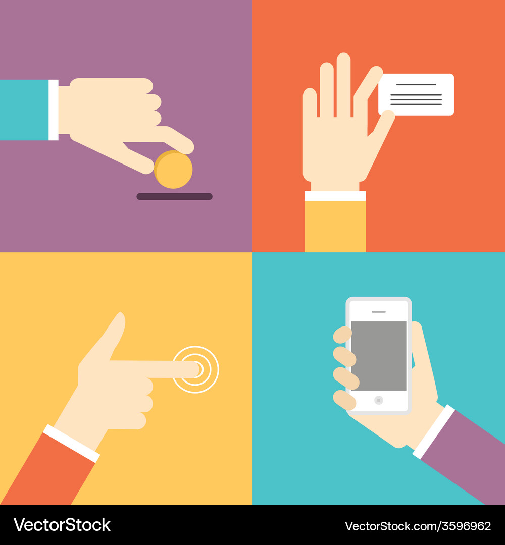 Pay per click marketing icons in flat design Vector Image