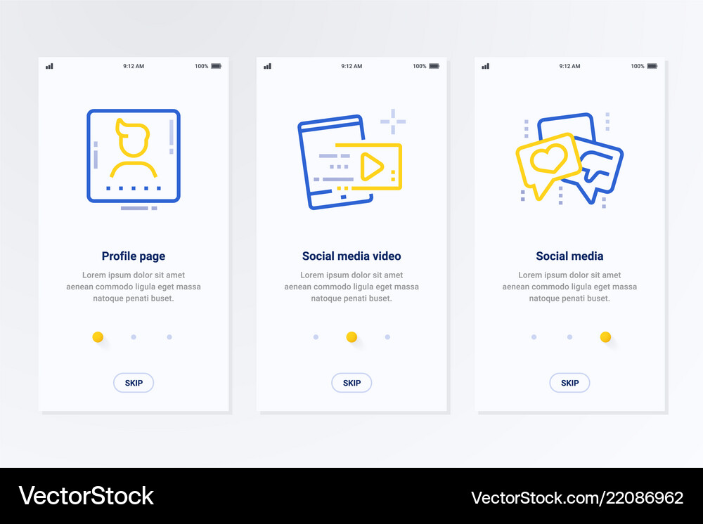 Profile page social media video Royalty Free Vector Image