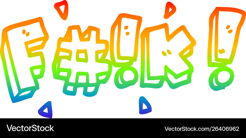 Rainbow gradient line drawing cartoon swear word Vector Image