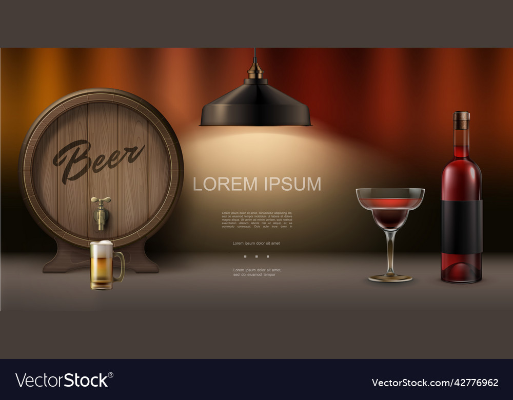 Realistic pub elements concept Royalty Free Vector Image