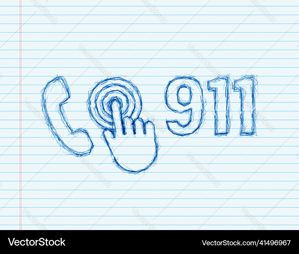 911 call in sketch style icon hand Royalty Free Vector Image