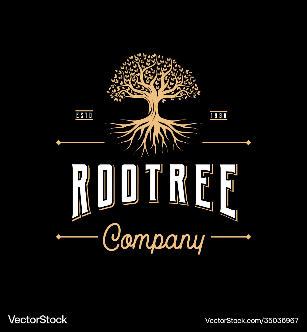 Abstract vibrant oak banyan tree logo design Vector Image