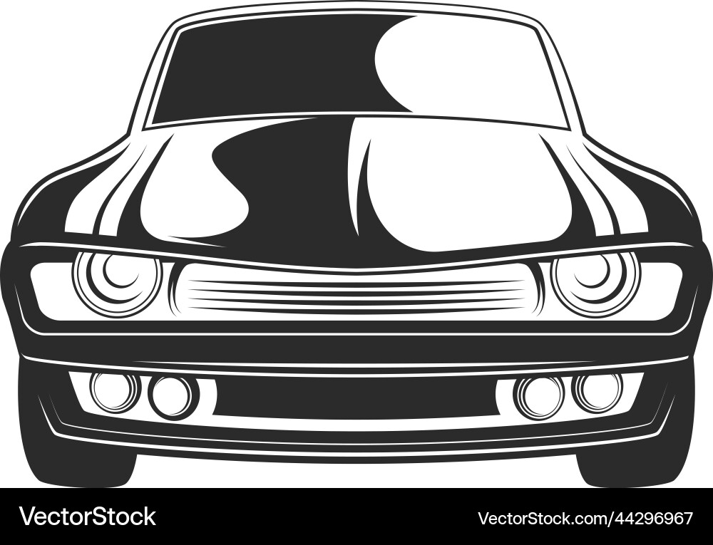 Black muscle car front view retro auto icon Vector Image