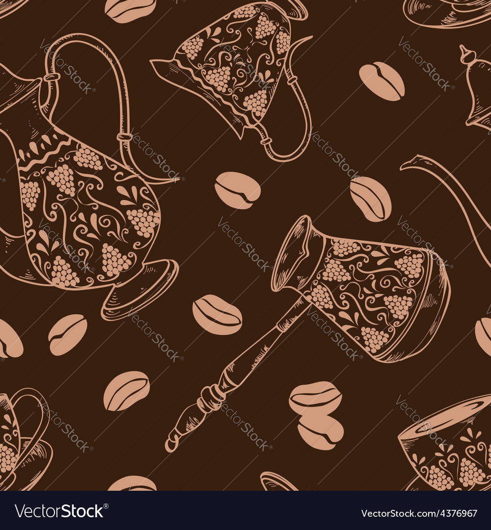 Brown coffee seamless pattern Royalty Free Vector Image