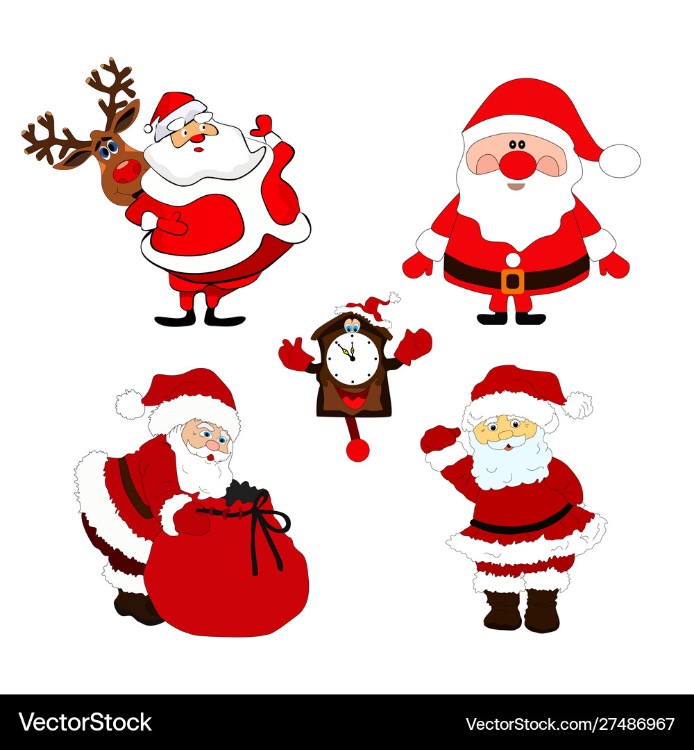 Christmas set santa claus and Royalty Free Vector Image
