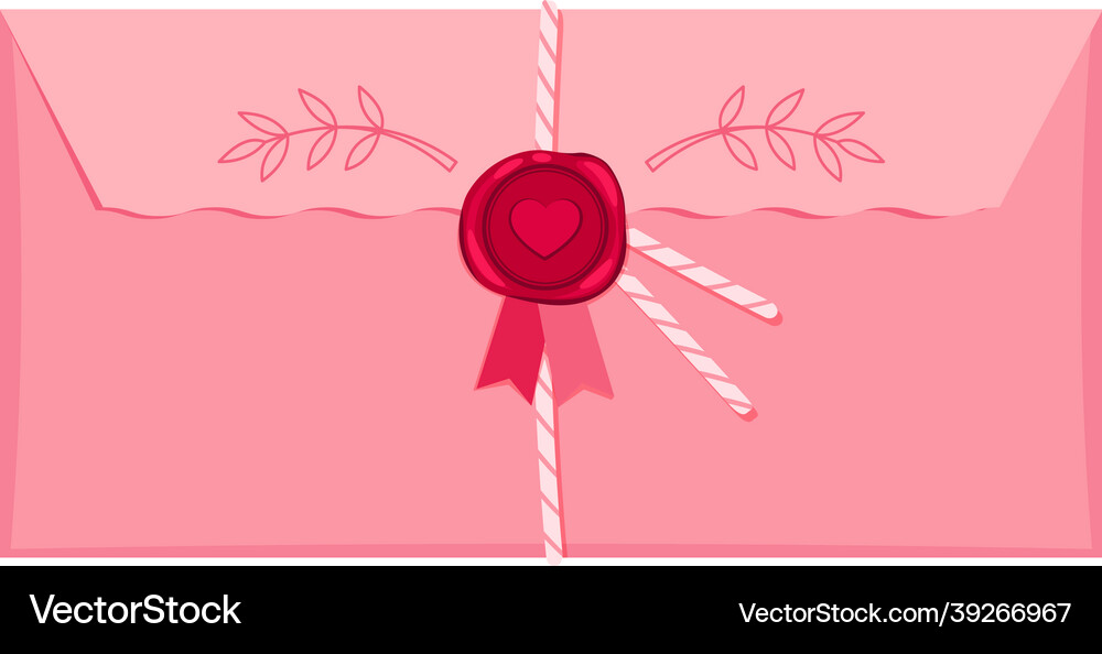 Cute pink envelope with red wax seal Royalty Free Vector