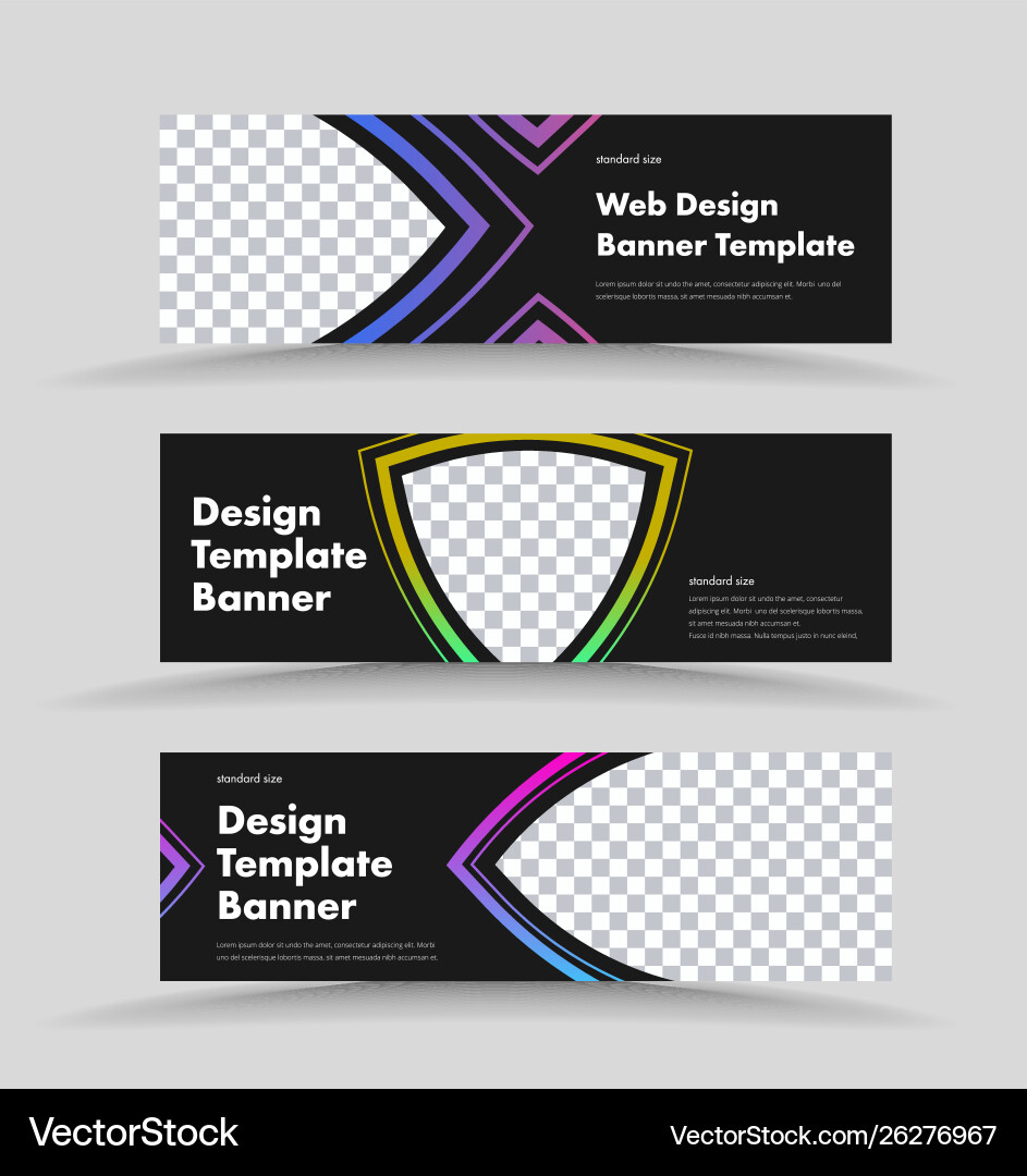 Design horizontal black web banners with place Vector Image