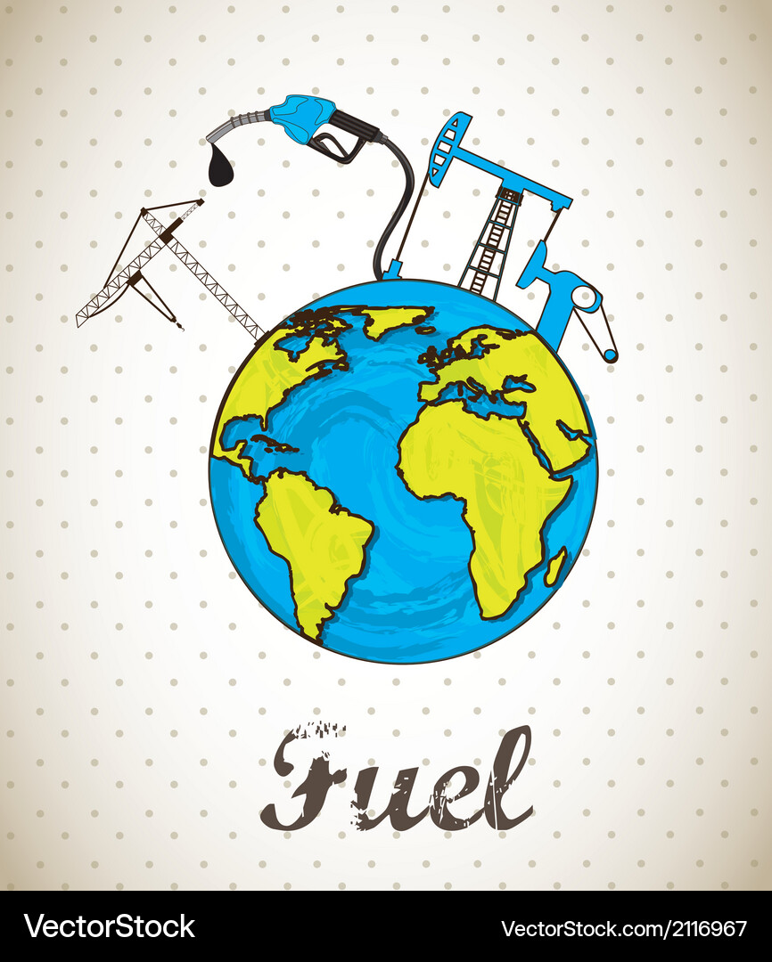 Fuel concept with planet vintage style Royalty Free Vector