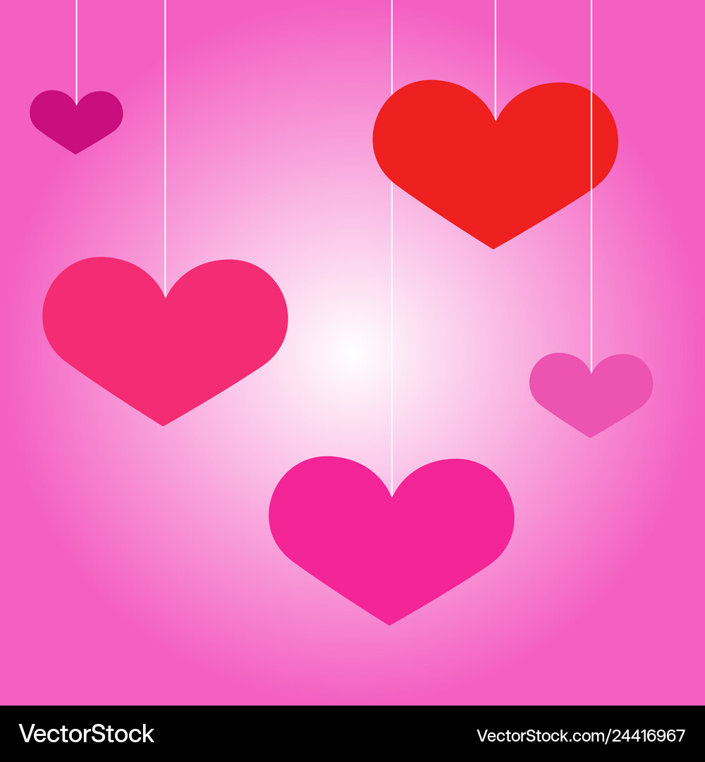 Heart shapes in different sizes and colors Vector Image