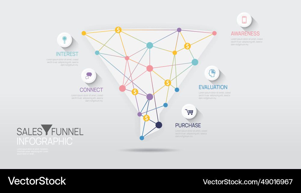 Infographic sales funnel diagram template for Vector Image