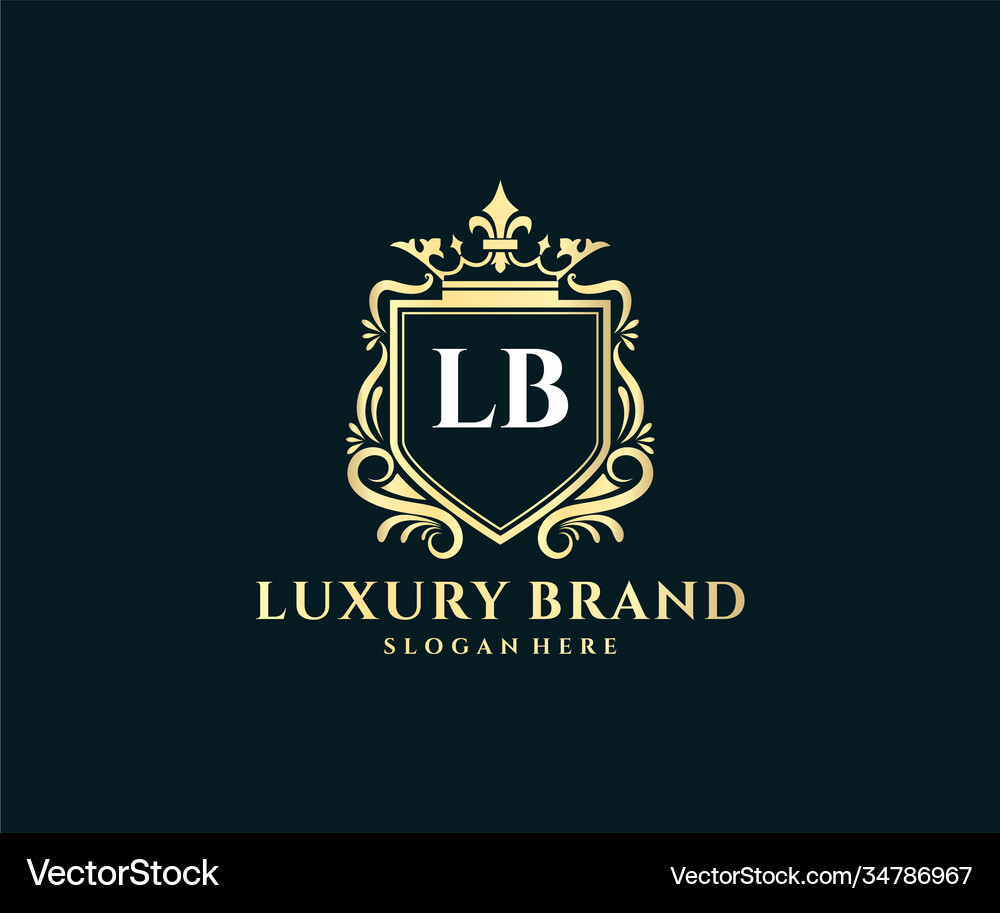 Lb initial letter gold calligraphic feminine Vector Image