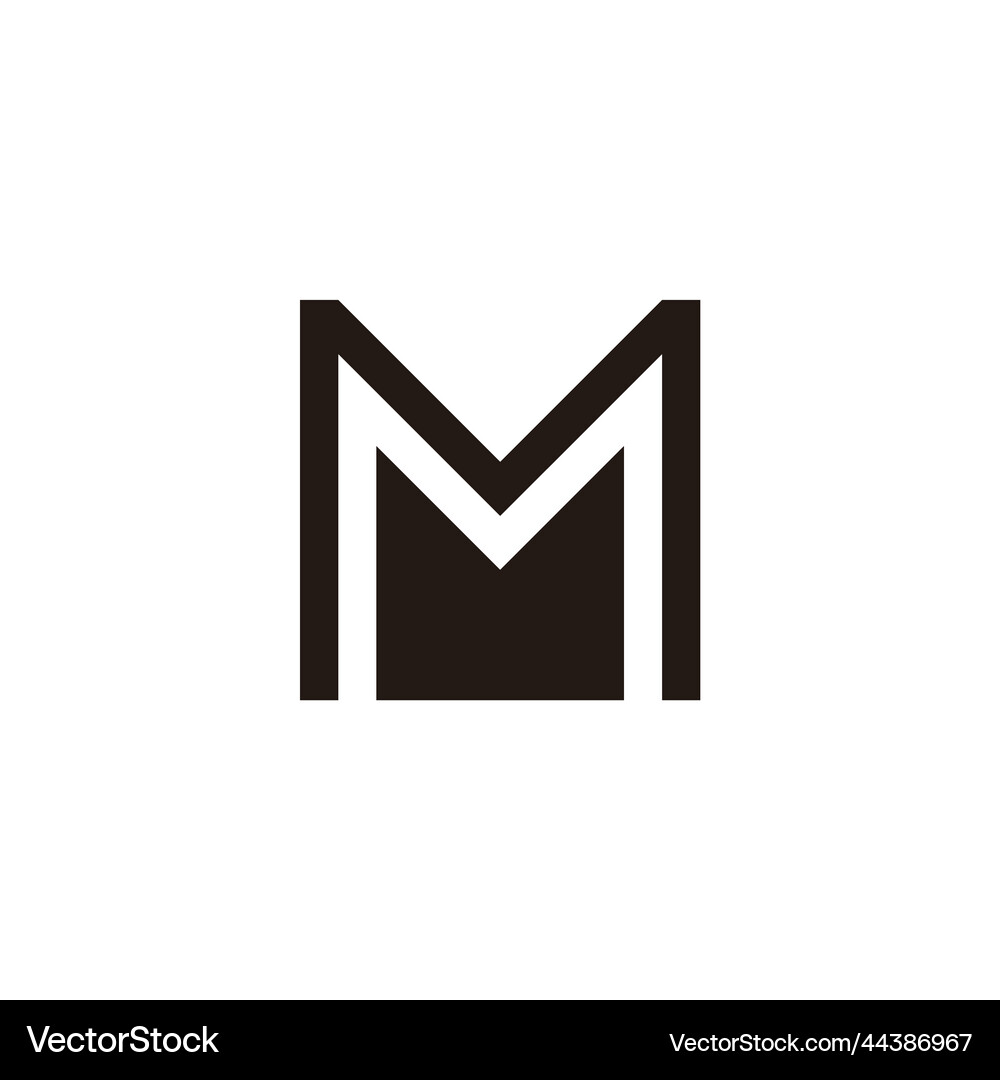 Letter m ribbon double geometric symbol simple Vector Image