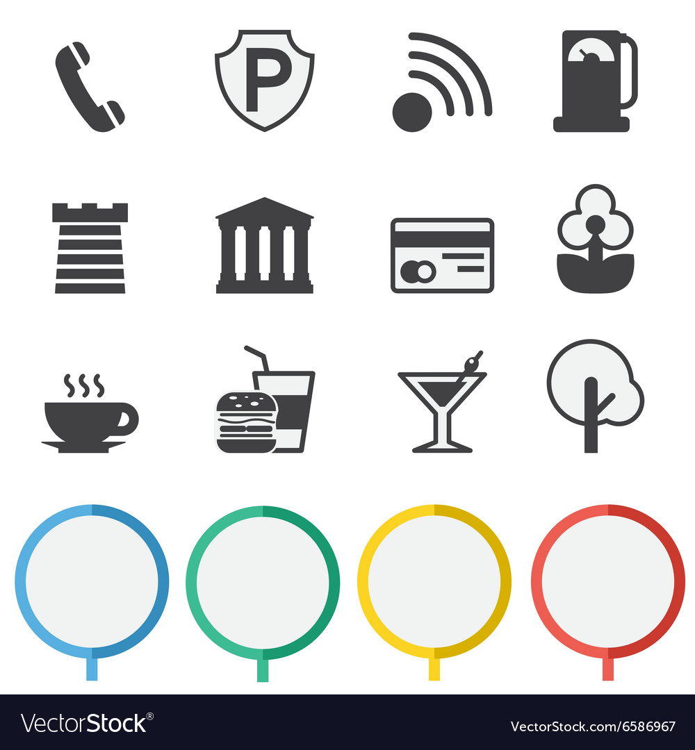 Map icons set Royalty Free Vector Image - VectorStock