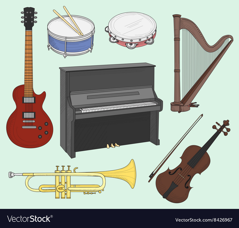 Musical instruments set Royalty Free Vector Image
