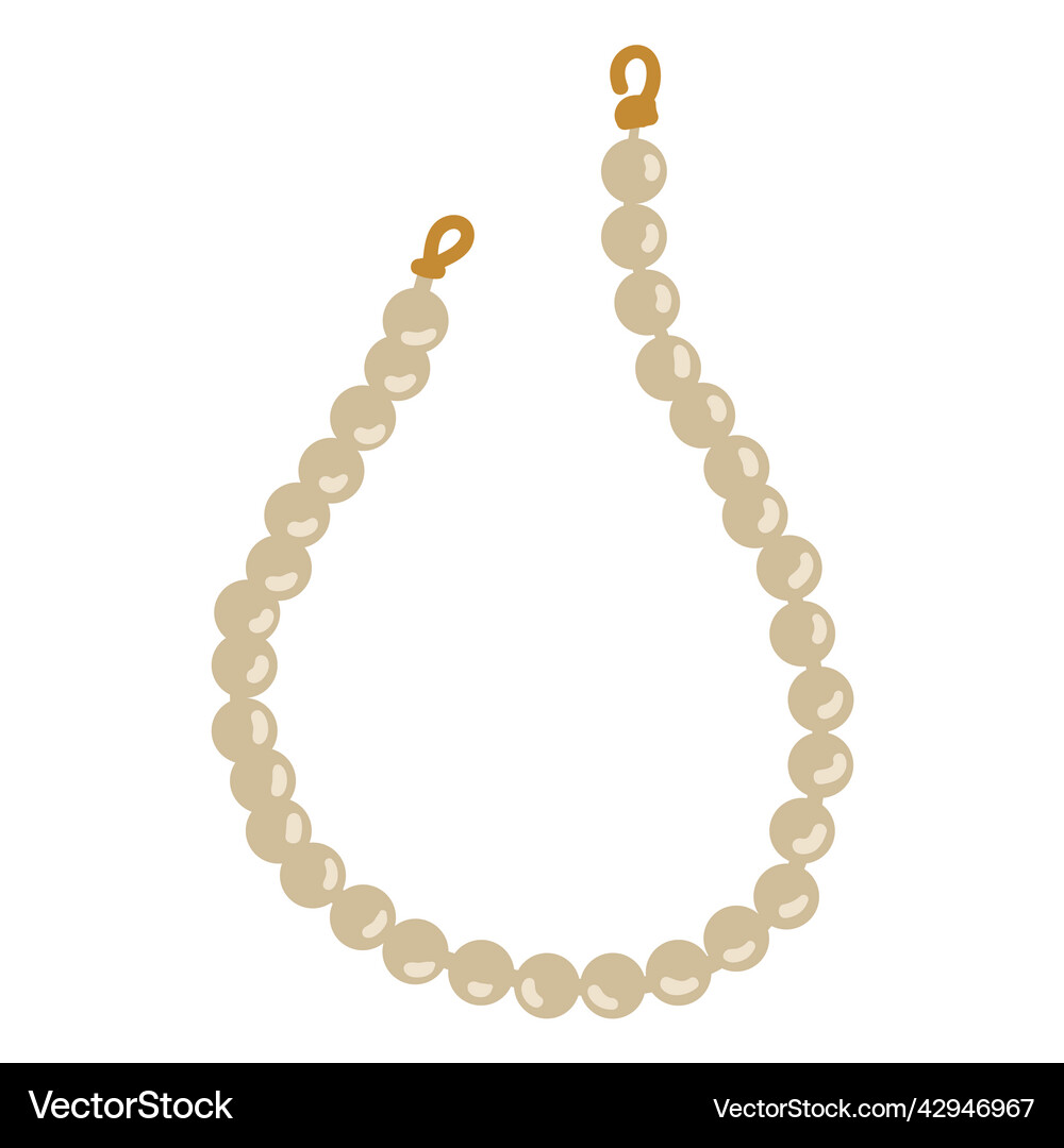 Pearl necklace semi flat high quality Royalty Free Vector