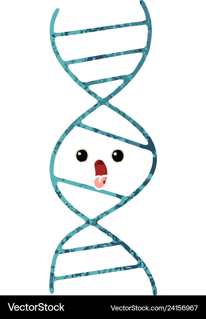 Retro style cartoon dna strand Royalty Free Vector Image