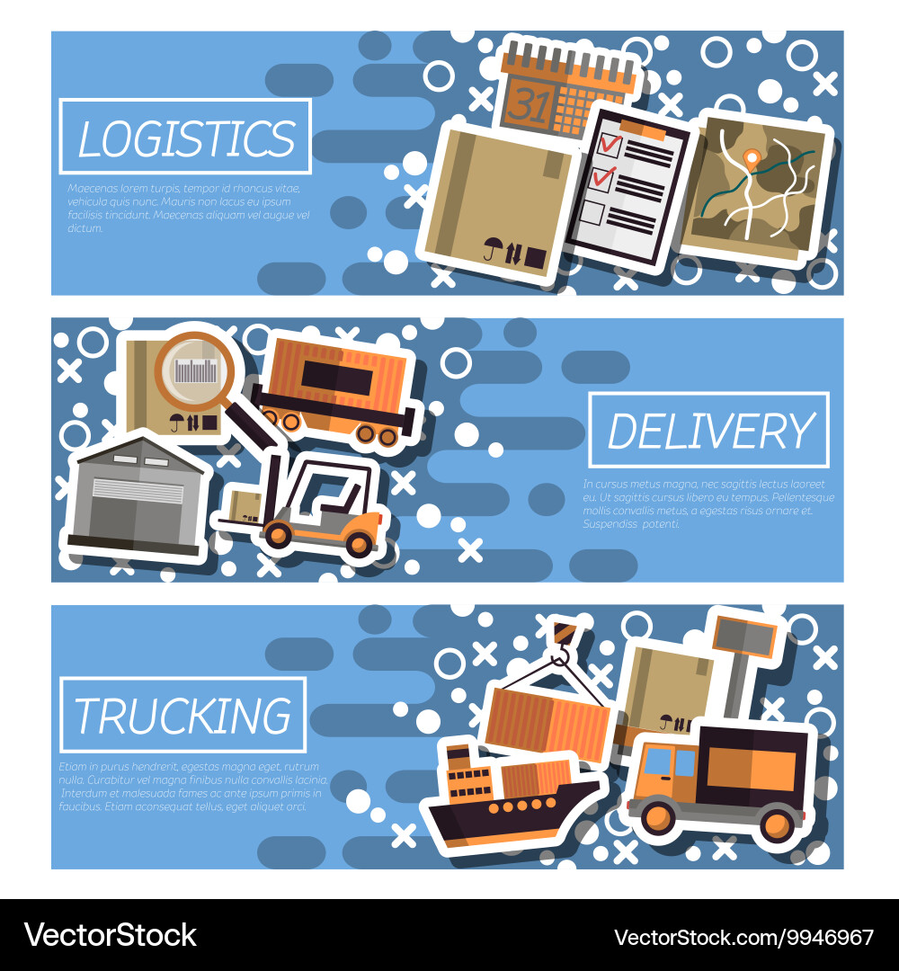 Set of horizontal banners about logistics Vector Image
