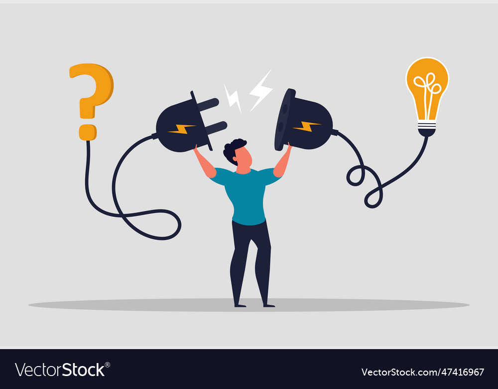 Solving problem through idea answer question Vector Image