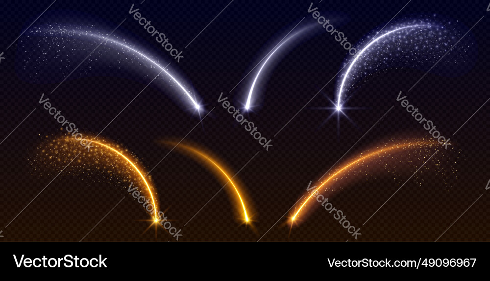 Yellow and white shooting star trails Royalty Free Vector
